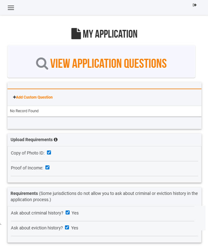 Default Rental Application Questions for Rent Perfect's Online ...